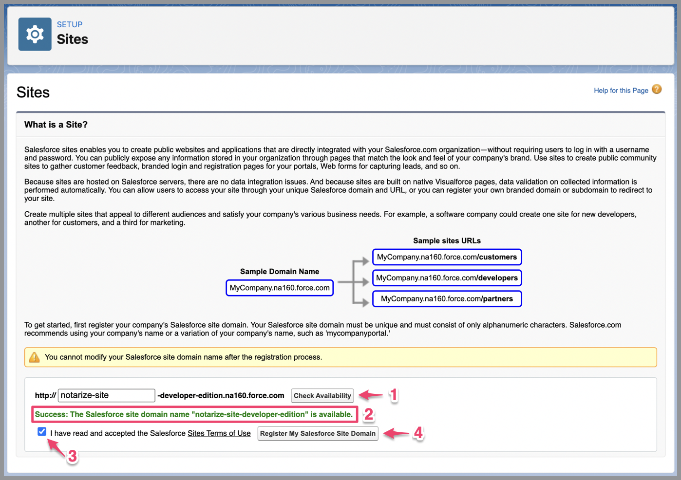 Salesforce: Site domain setup – Proof Help Center
