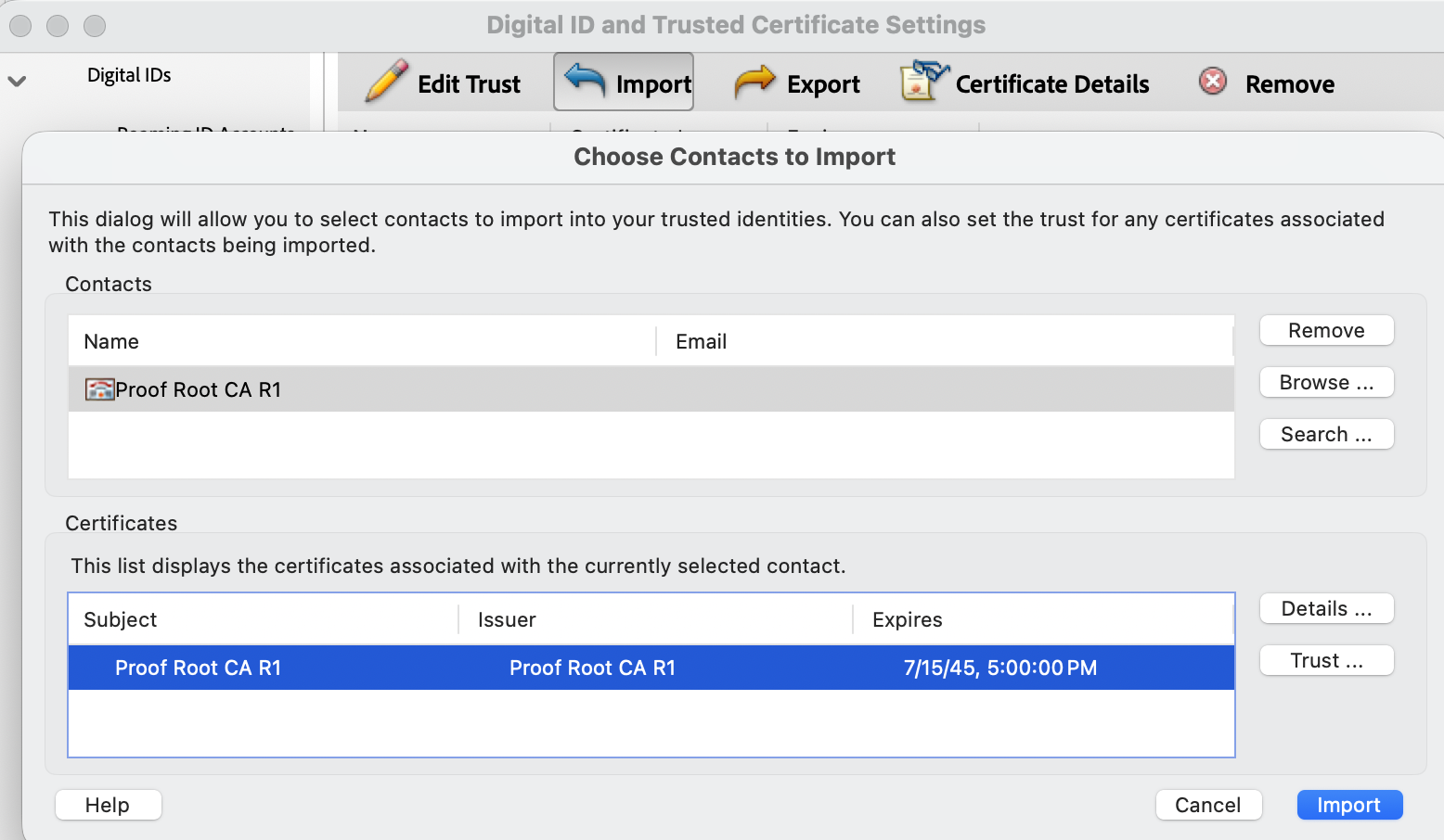 Establish Trust with a Root Certificate in Adobe – Proof Help Center